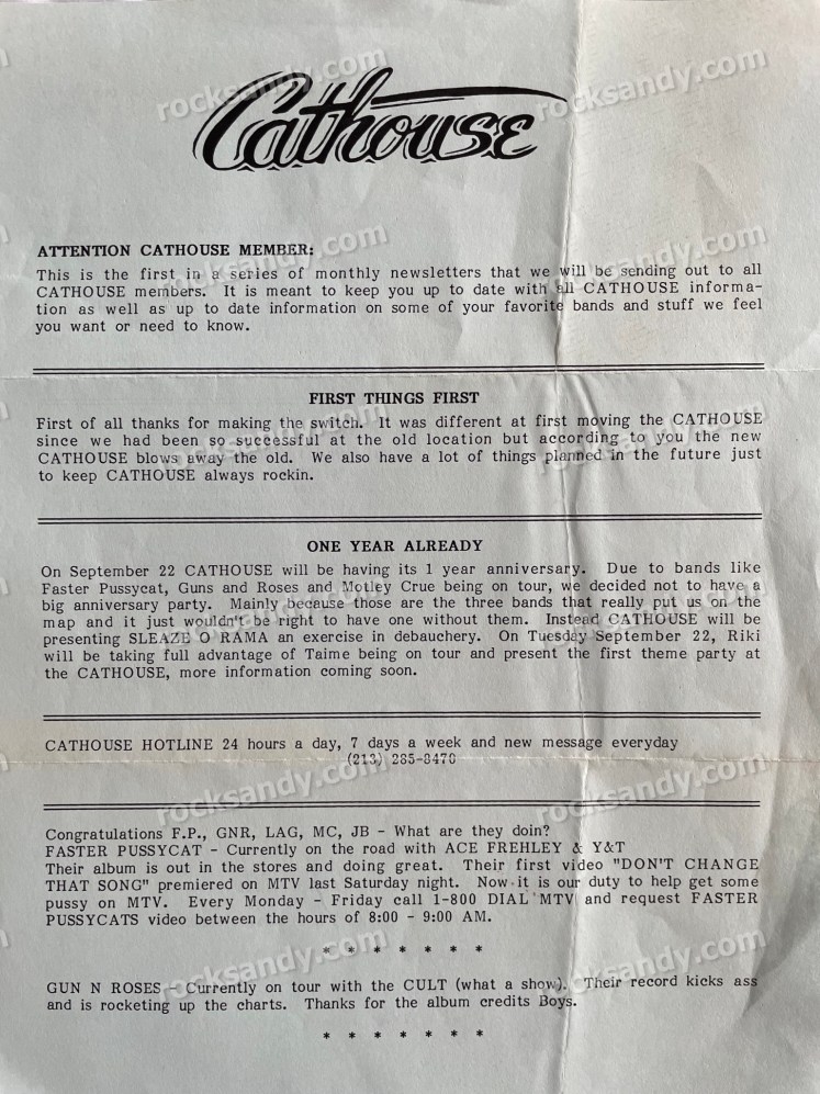 Riki & Taime’s World Famous Cathouse Hollywood – 1986 and Beyond ...